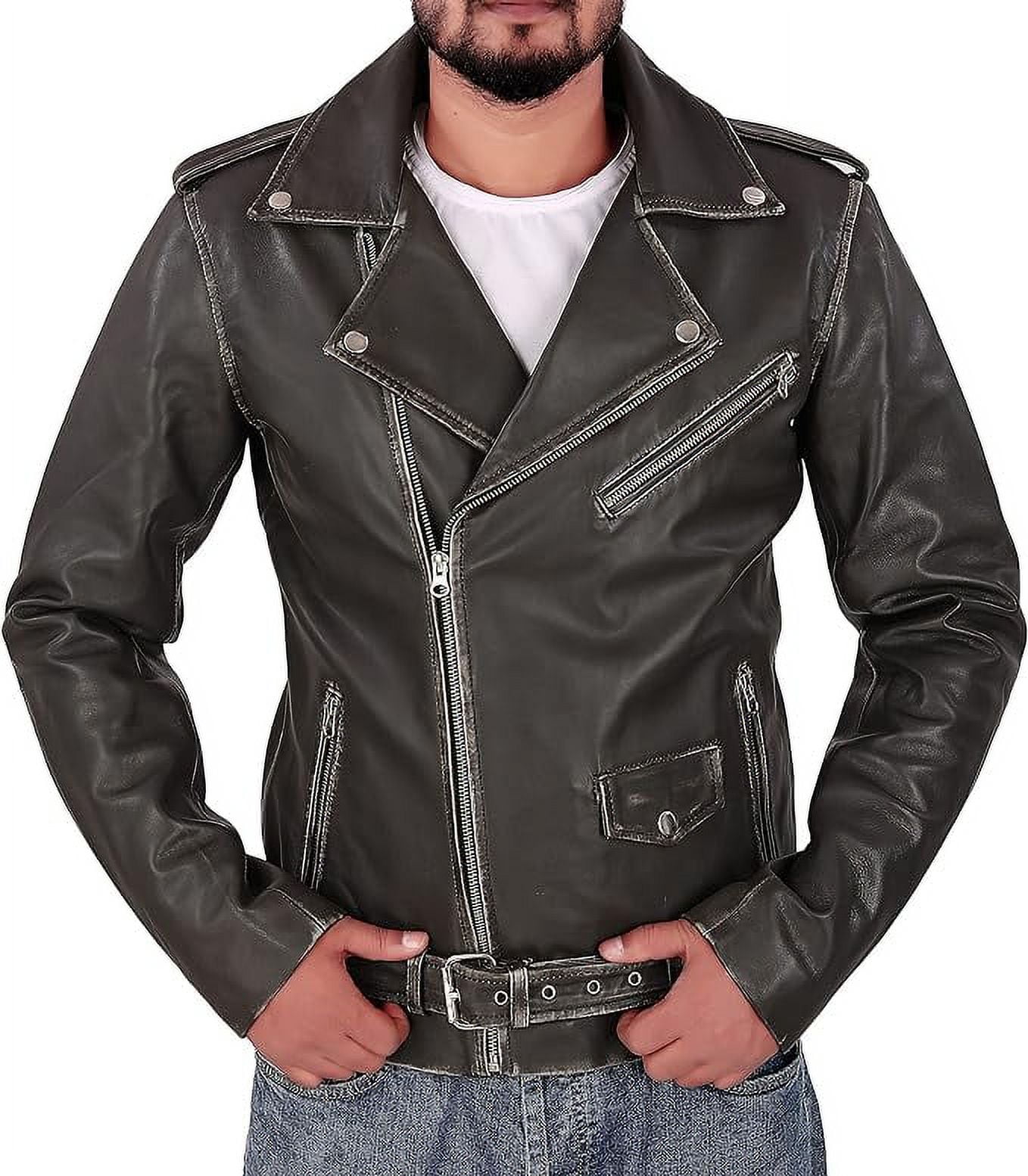 QAWACH Black Color Pure Lambskin Leather Winter Vintage Motorcycle ...