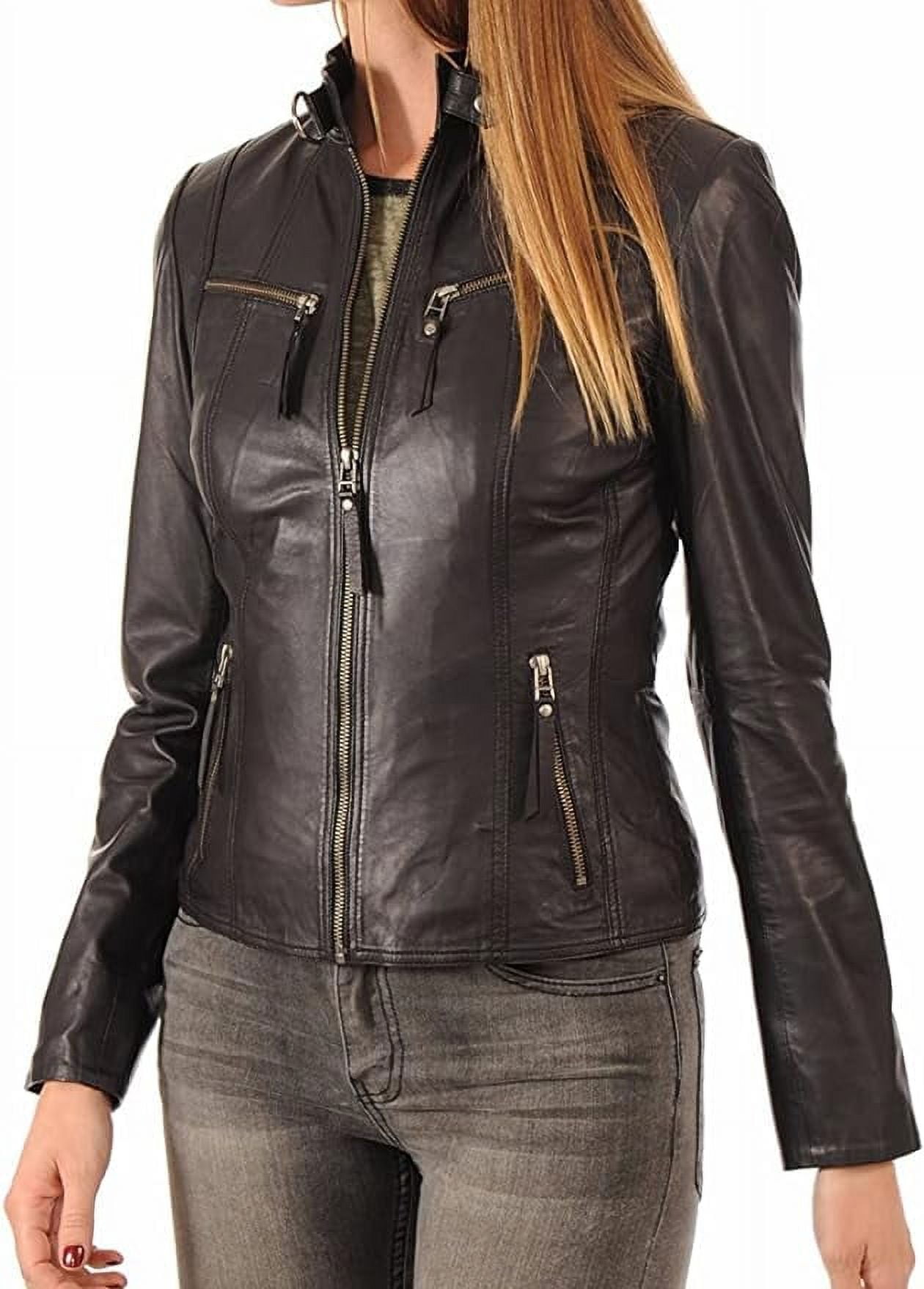 QAWACH Black Color Women Leather Jacket - Lambskin Winter Vintage ...