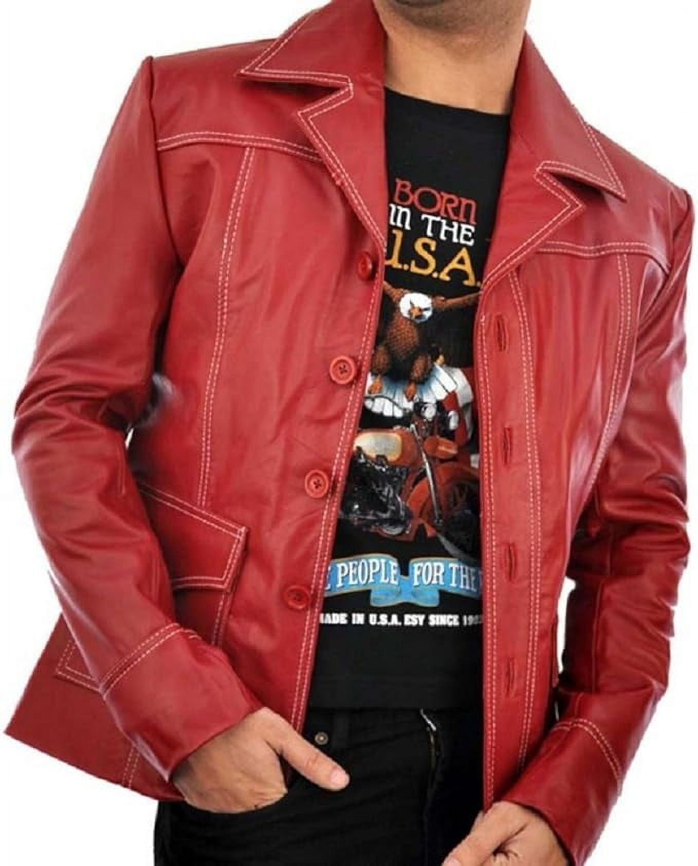 QAWACH Men Leather Jacket - Lambskin Winter Vintage Red Color ...