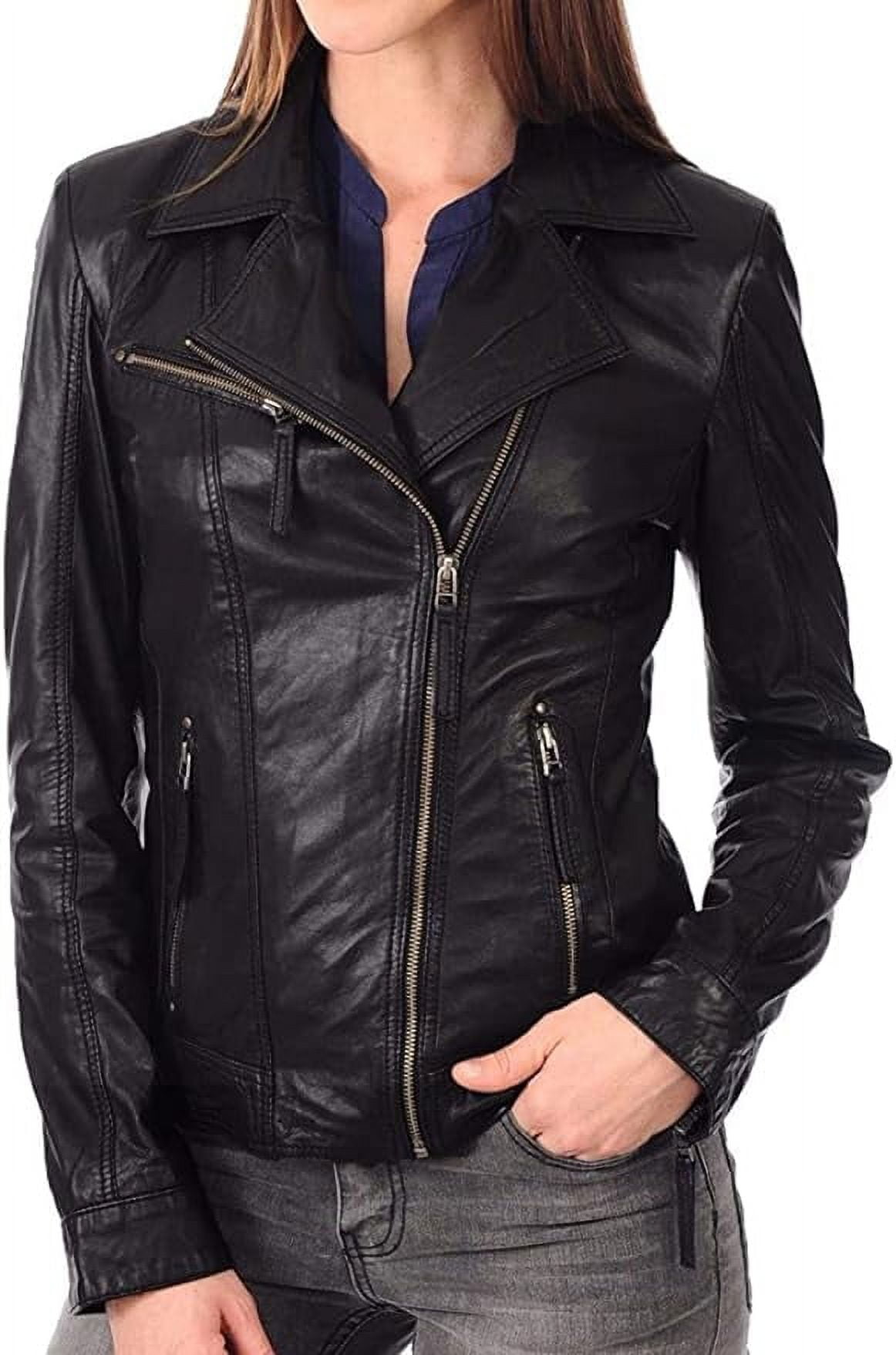 QAWACH Women Leather Jacket - Lambskin Winter Vintage Black Color ...