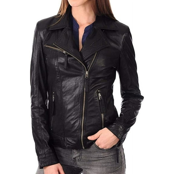 QAWACH Women Leather Jacket - Lambskin Winter Vintage Motorcycle Biker ...