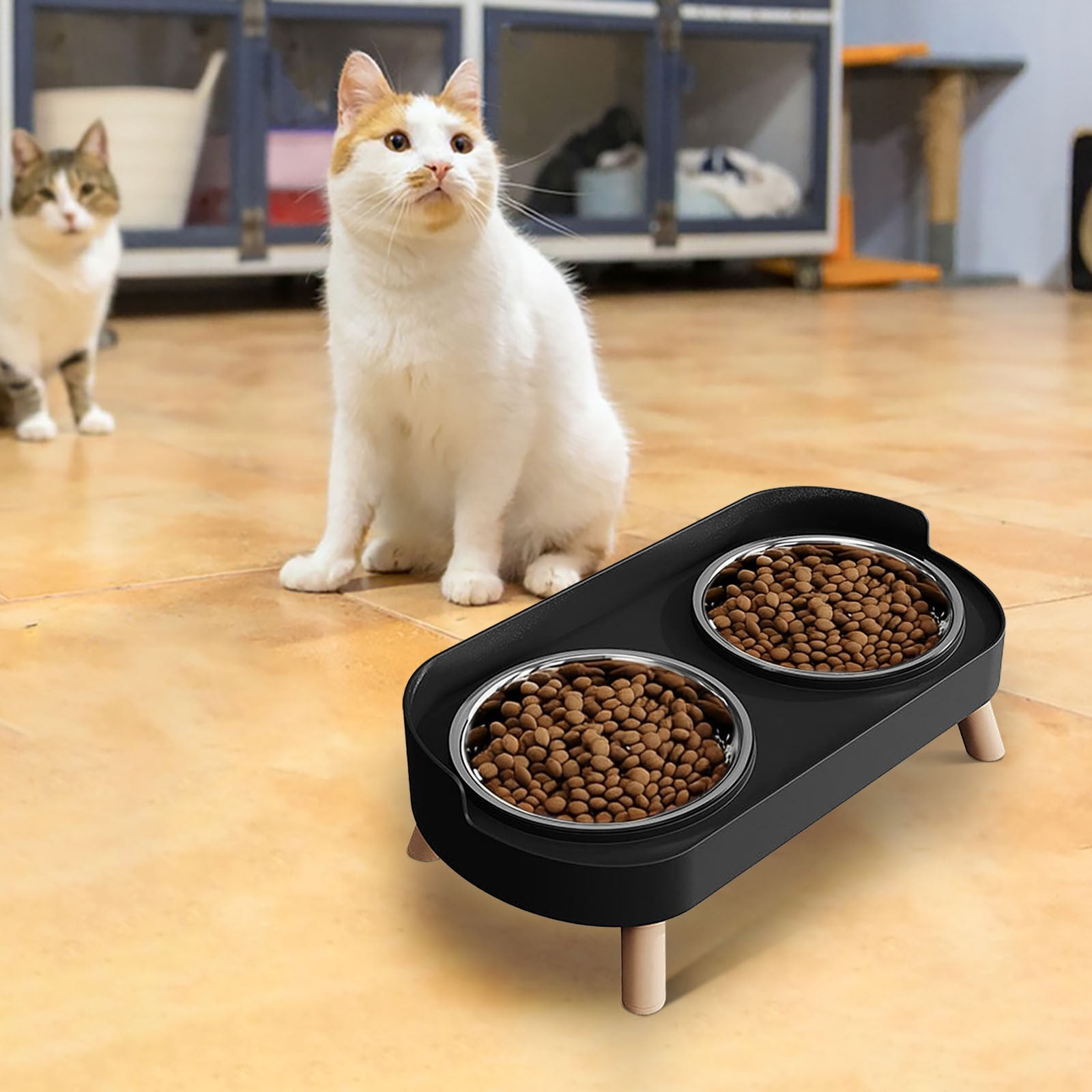 QAWAEY Bowl Tipping Stainless Steel Double Bowl Dog Bowl Basin Food ...