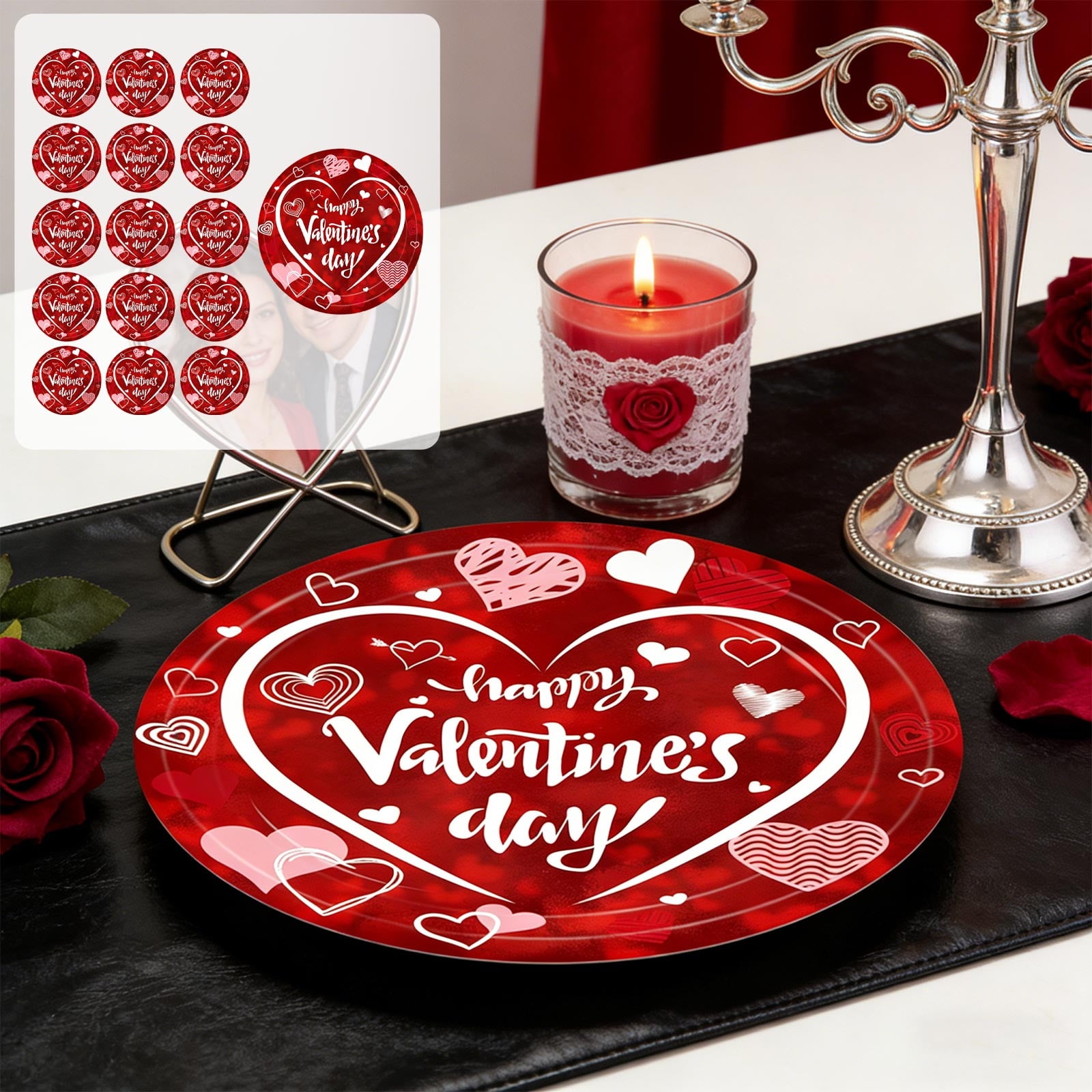 QAWAEY Red Hearts February 14th Festive Theme Party Tableware ...