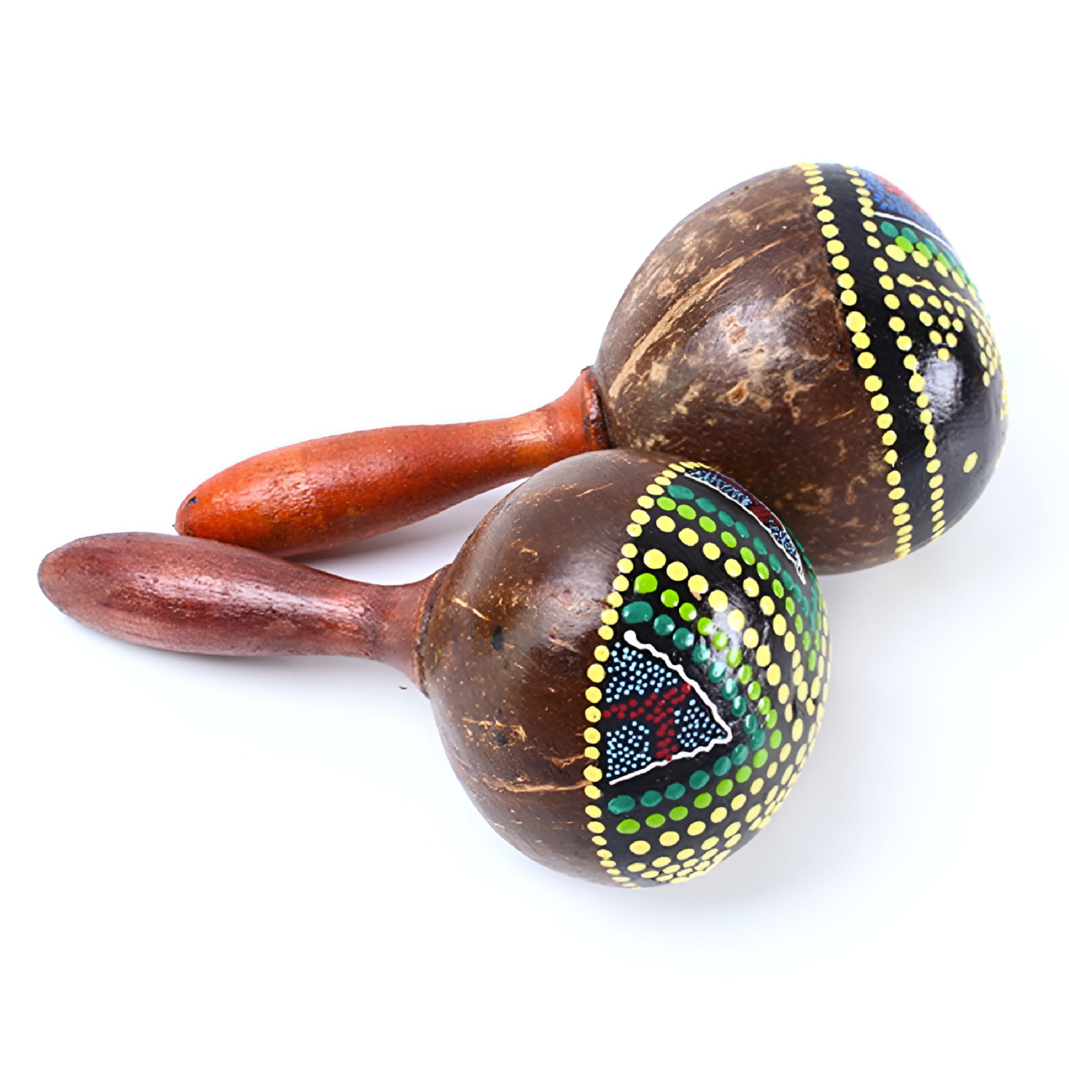 QAYOZ 1 Pair Wooden Maracas Coconut Shell Hand Shakers Percussion ...
