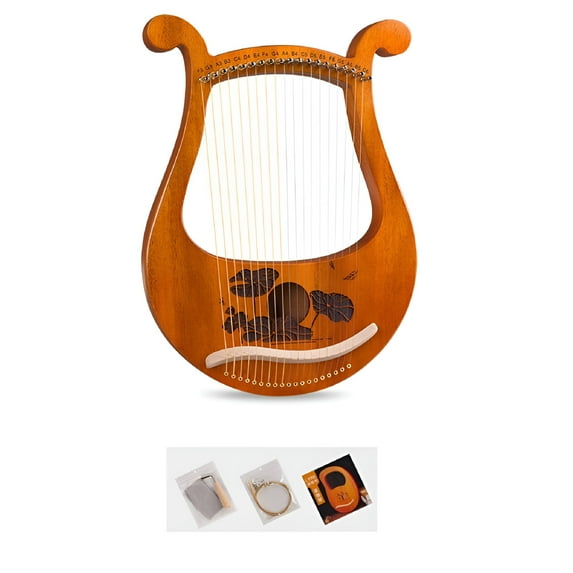 QAYOZ 19 String Lyre Harp Mahogany Music Instrument with Spare Strings Tuning Wrench - Walmart.com