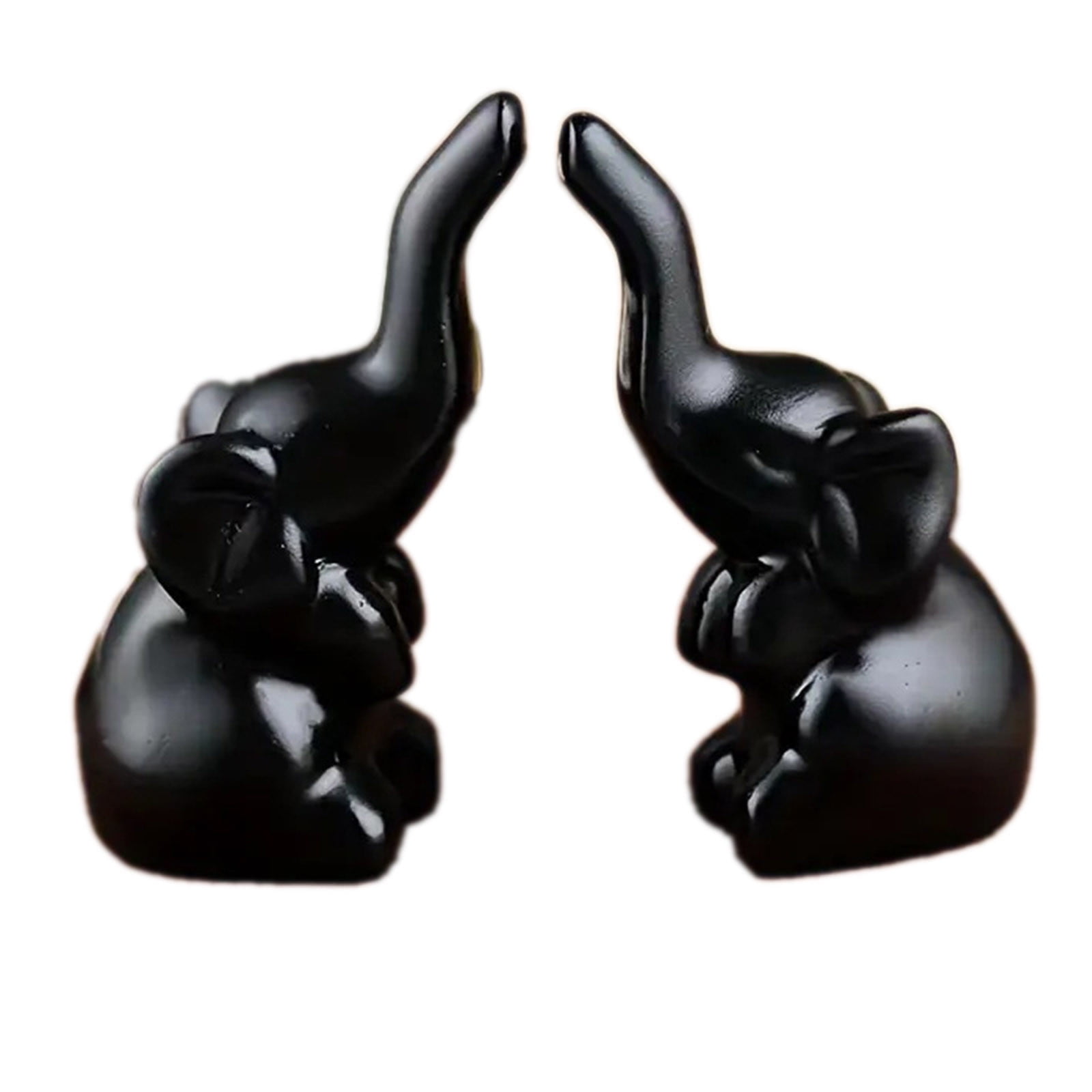 QAZIWE Desktop Ornament 1 Pair Small Animal Statue Elephant Figurine ...