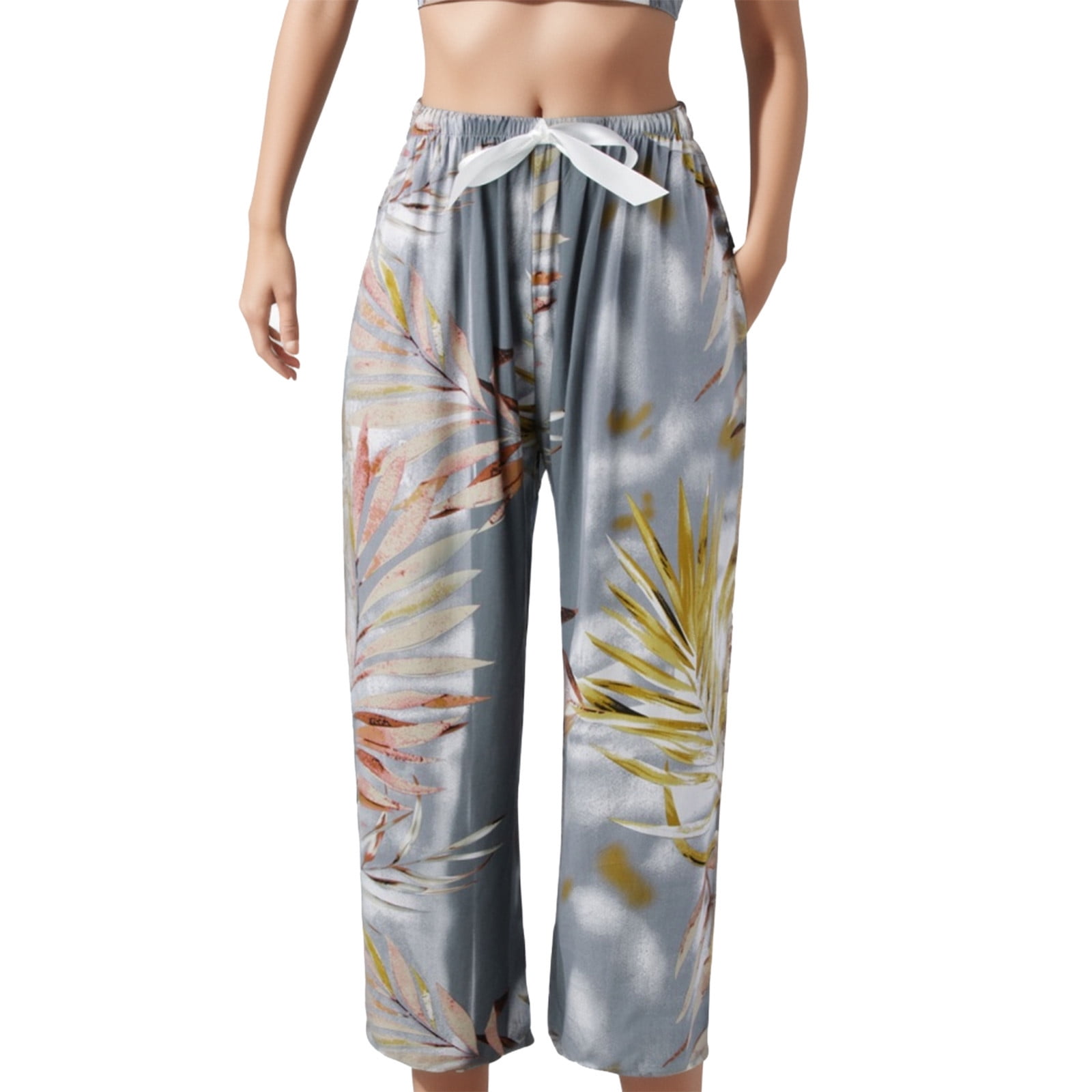 Qbgsay Women High Waist Printing Easy Trousers Long Pants Boho Beach