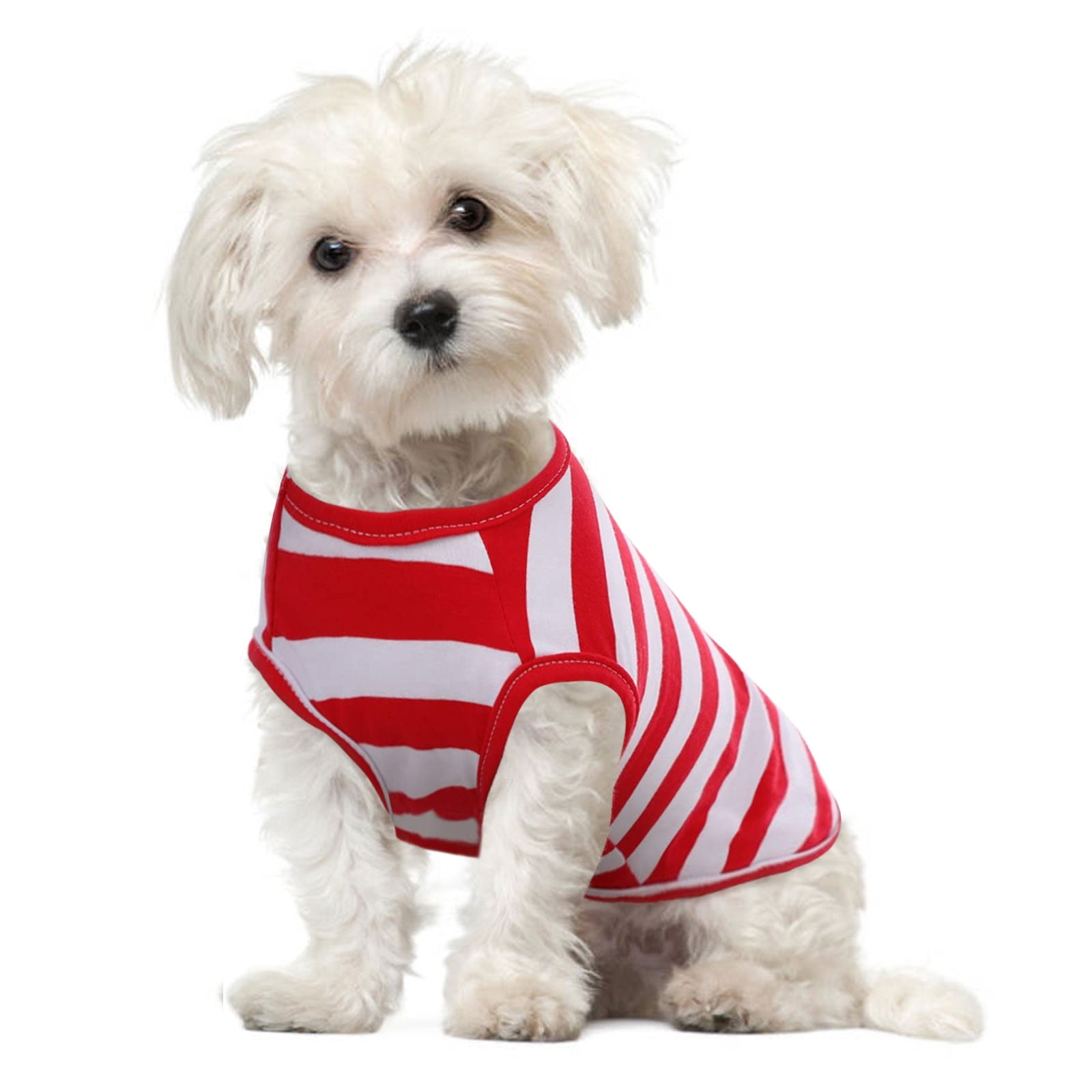 QBLEEV Dog Shirts Cotton Striped T-Shirts, Breathable Basic Vest for ...