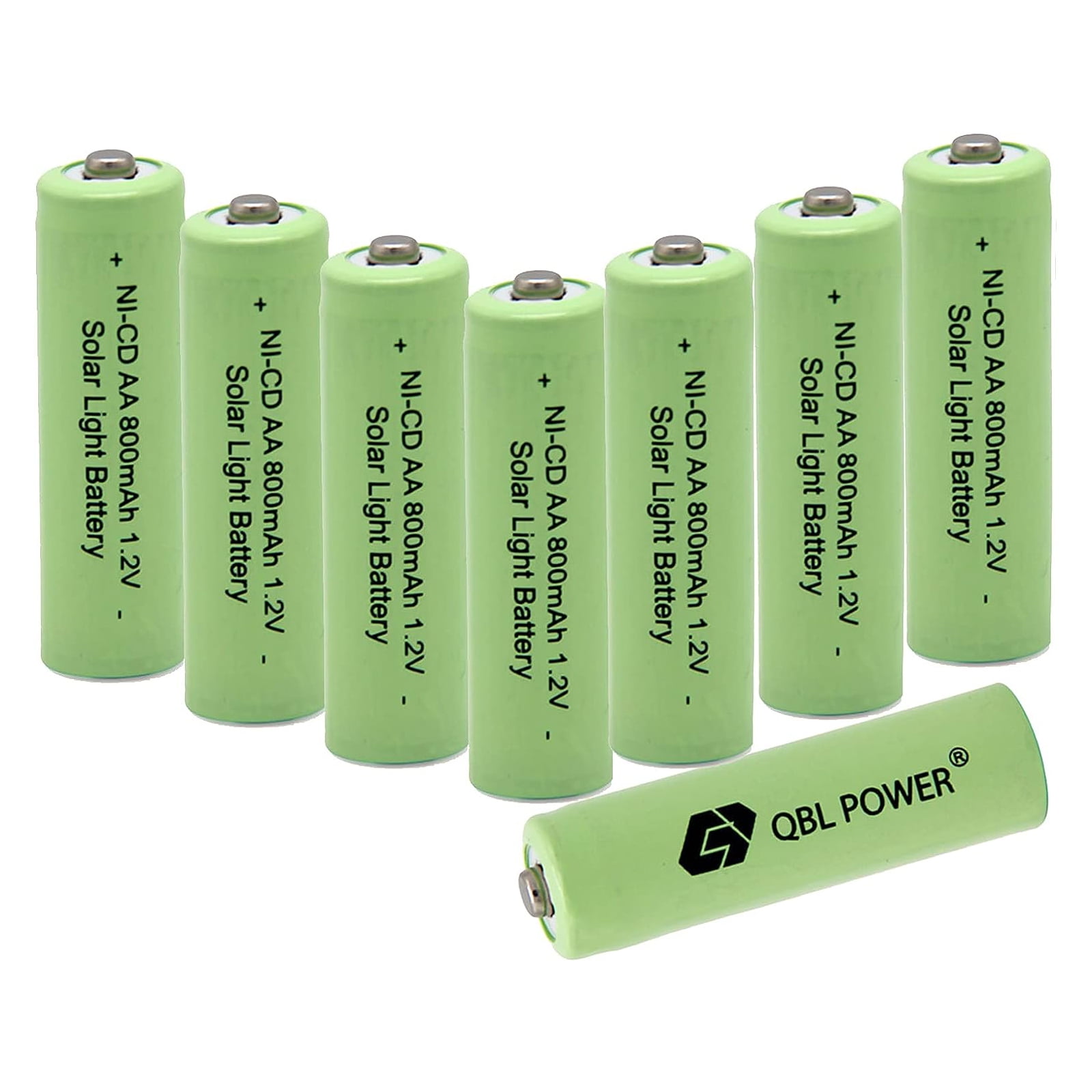 QBLPOWER AA Rechargeable Batteries, 8-Pack, 800mAh, NiCd 1.2V, Solar Devices, Garden Lights ...