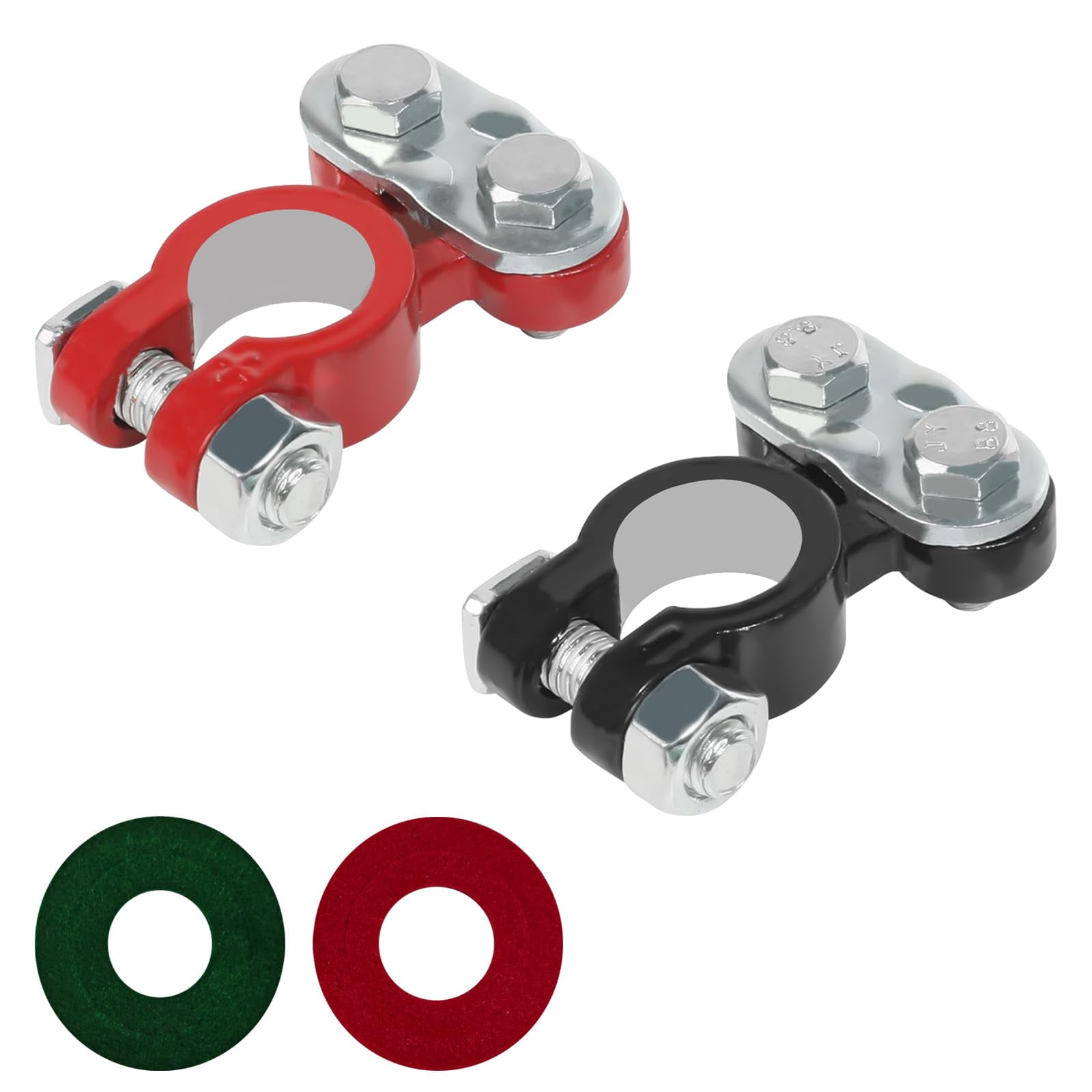 QBOONPT 2PCS Car Battery Terminal with Washer, Cable Terminal Clamp ...