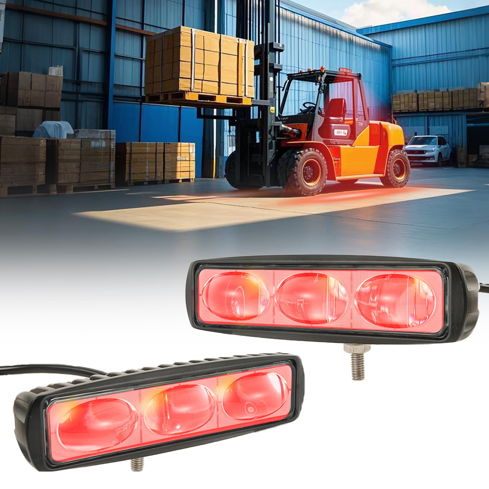 QBXIONG 3-Lens High-Brightness Forklift Warning Light, Red LED Forklift ...