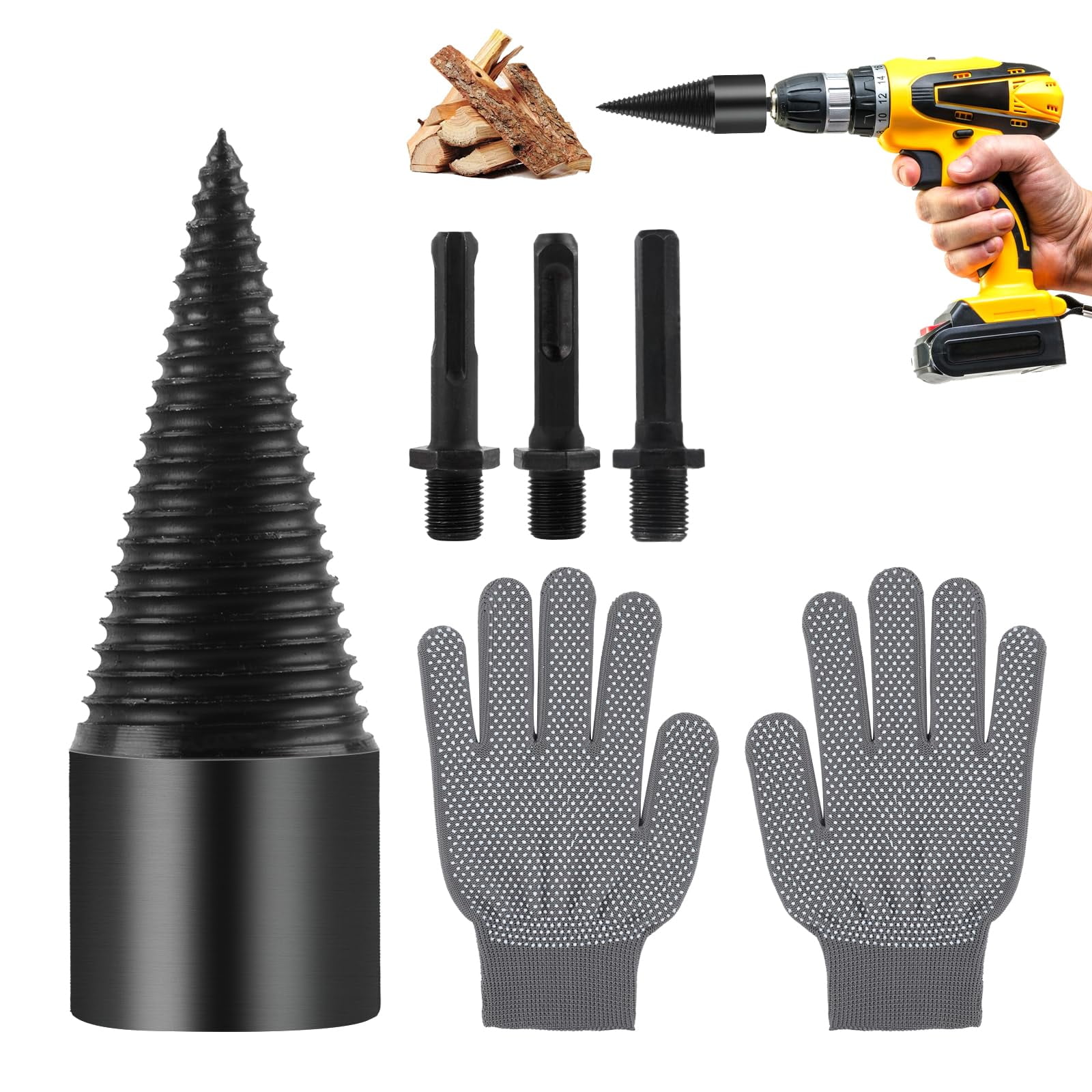 QBXMY7 32mm Firewood Drill Bit,Cone Firestarter Wood Log Drill Bit Tool ...