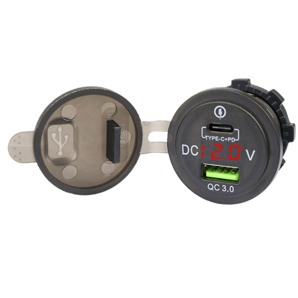 Qc 3.0 Dual Usb Car Fast Charger Socket Power Outlet Led Voltmeter ...