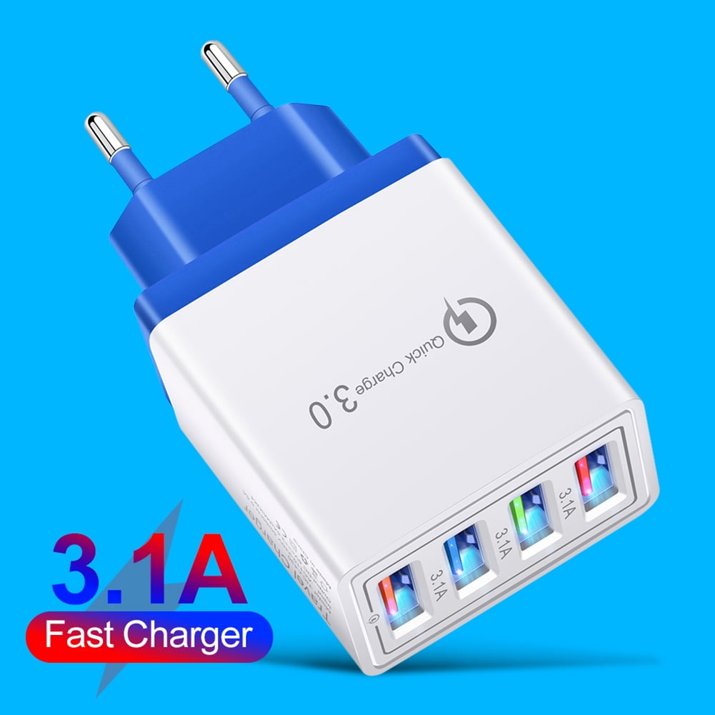 QC 3.0 Quick Charger 5V 3A USB Charger Fast Charging Charge 4 Ports LED ...