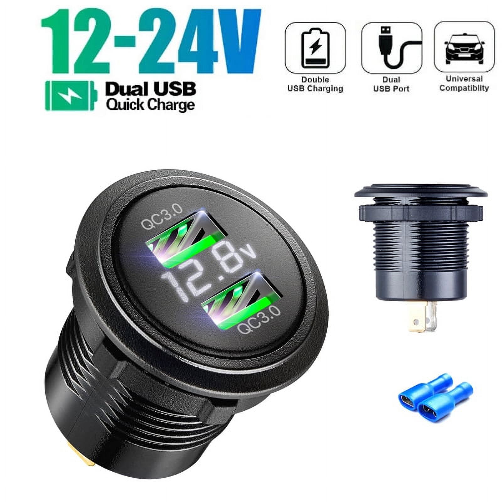 QC 3.0 voltmeter 12v car usb charger socket Outlet Adapter for 12V 24V ...