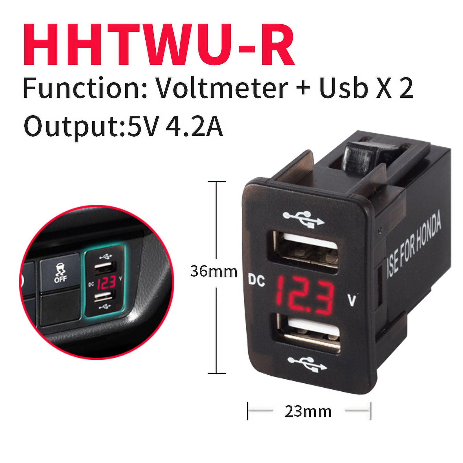 QC3.0 Dual Port Toma Fast Phone 12V Charger With LED Voltmeter Car USB ...