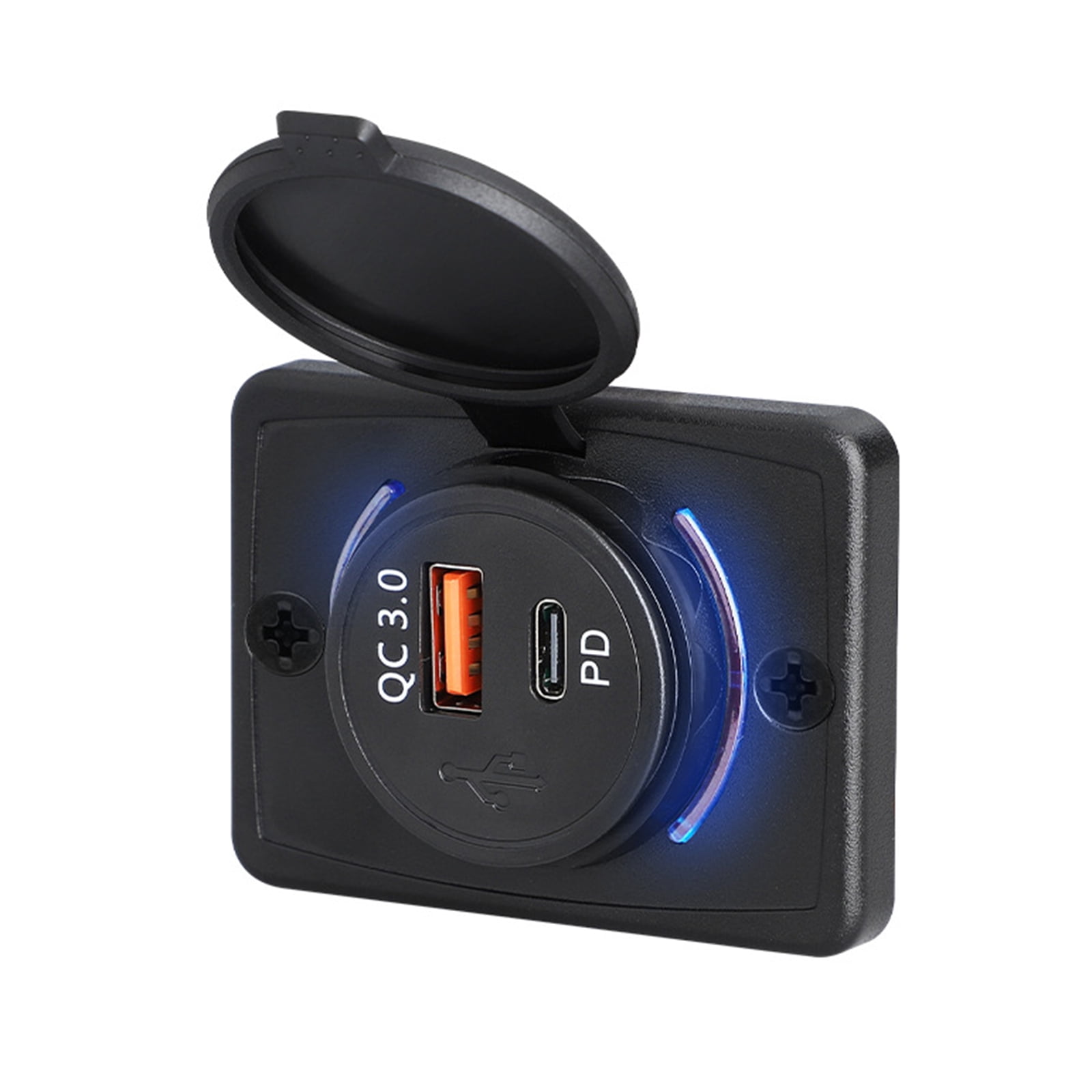 QC3.0 PD18W Car Chargers Socket Quick USB Type C Chargers Outlet Panel ...