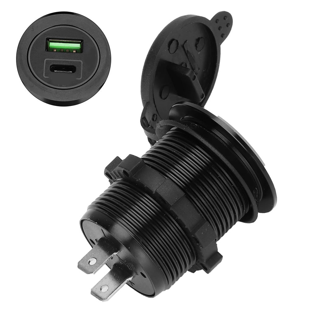 QC3.0+TYPE C PD Car Marine Boat USB Fast Charging LED Voltmeter Ammeter ...