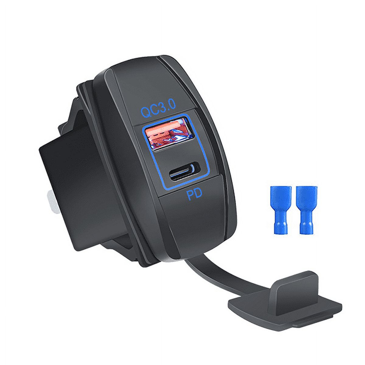 QC3.0 USB & Type C Rocker Switch Charger 12V/24V Outlet Mount PD Power ...