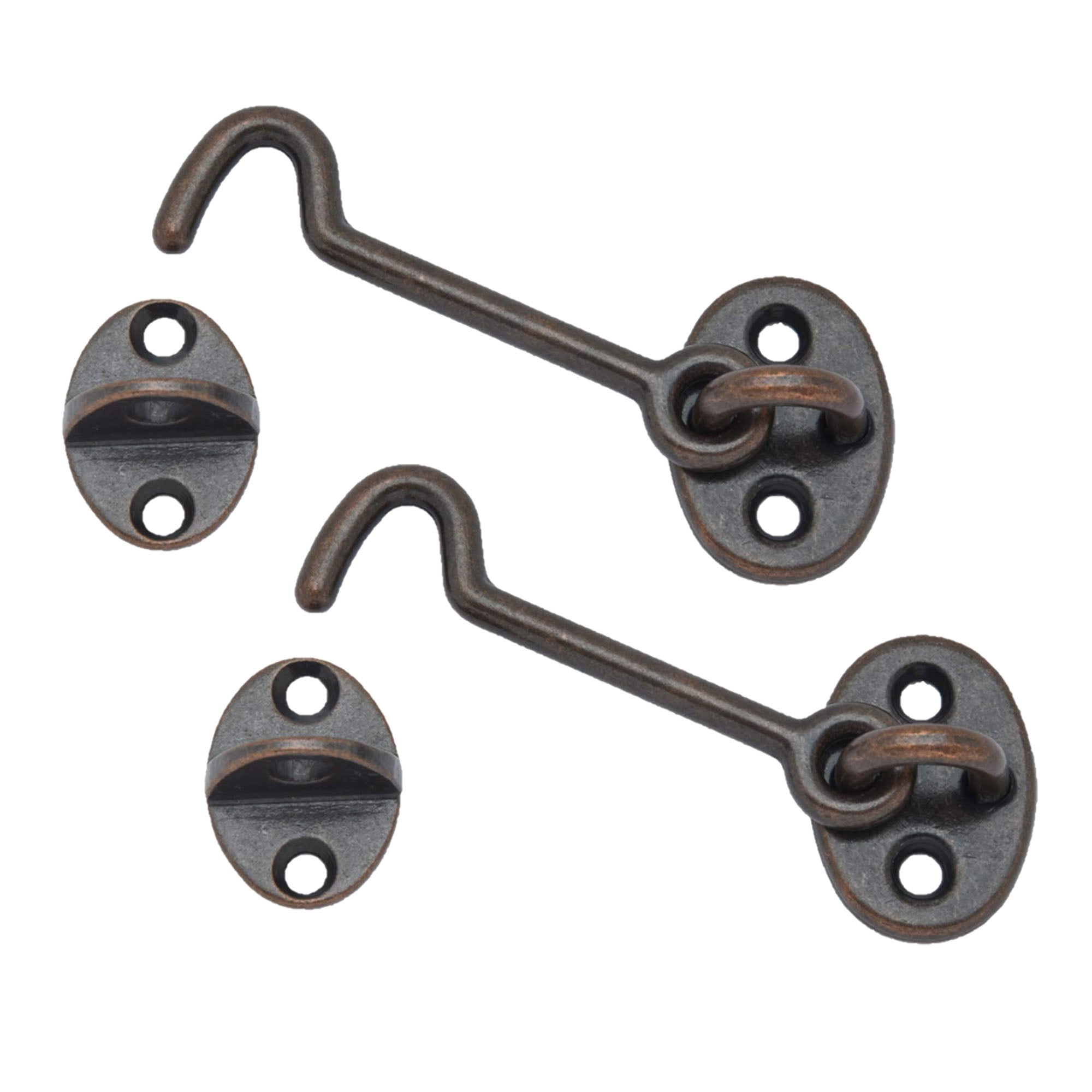 QCAA Forged Brass Cabin & Door Hook Latch & Eye, 3", Antique Copper, 2 ...