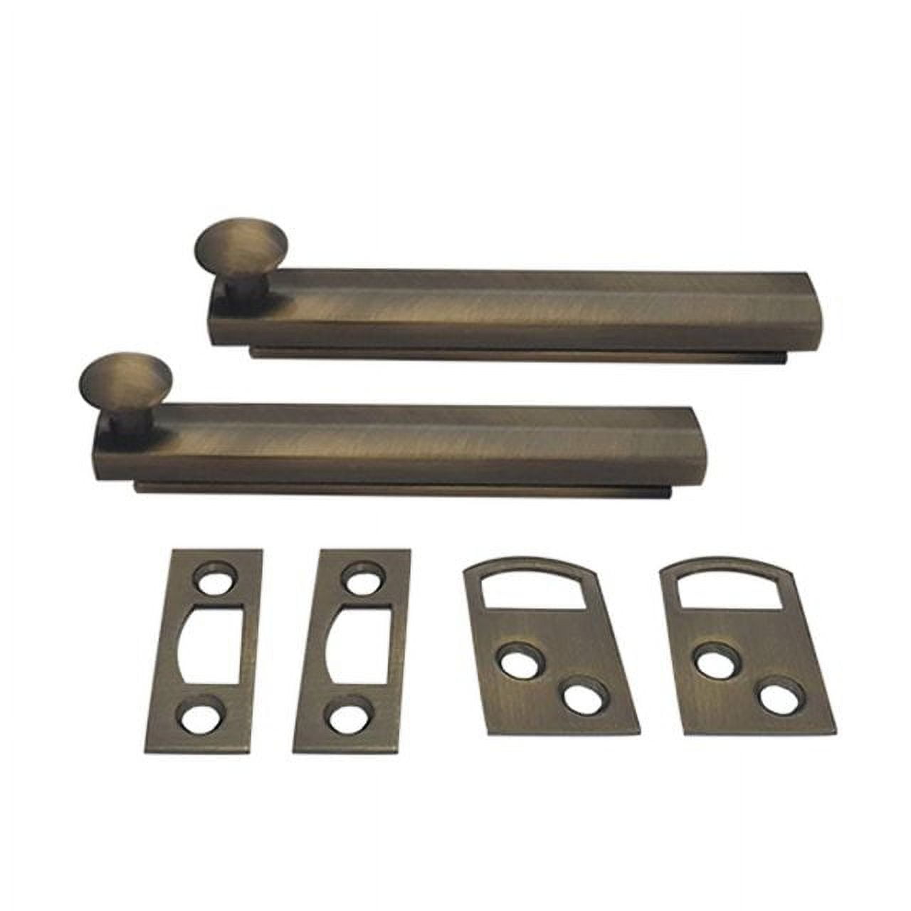 QCAA Heavy Duty Solid Brass Concealed Surface Bolt, 4", Antique Brass ...