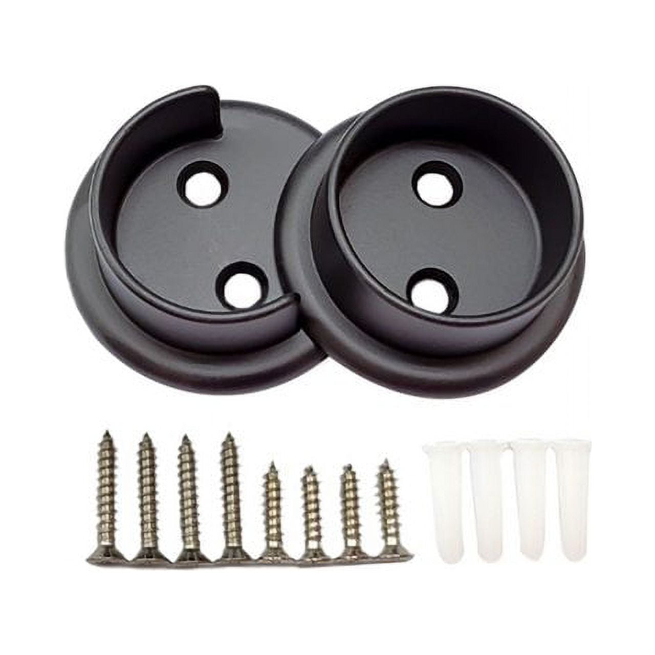 QCAA Heavy Duty Solid Metal Closet Rod Socket Set, 1-3/8'', Matte Black ...