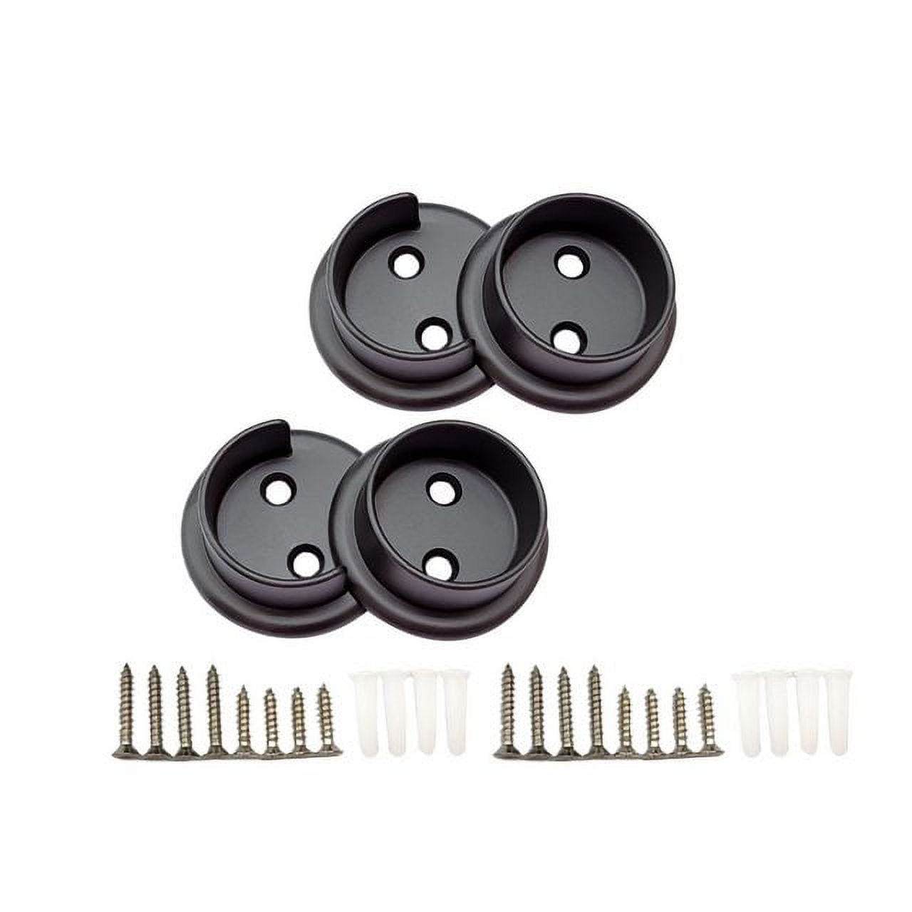 QCAA Heavy Duty Solid Metal Closet Rod Socket Set, 1-3/8'', Matte Black ...