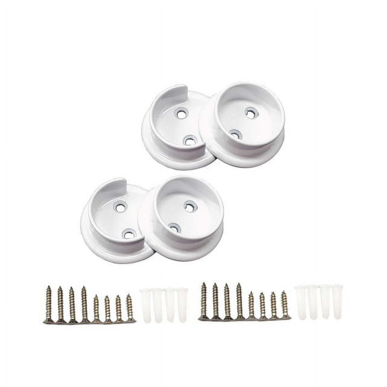 QCAA Heavy Duty Solid Metal Closet Rod Socket Set, 1-3/8'', Matte White ...