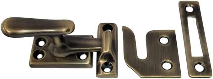 QCAA Solid Brass Casement Fastener Window Lock, Small, Brushed Antique ...