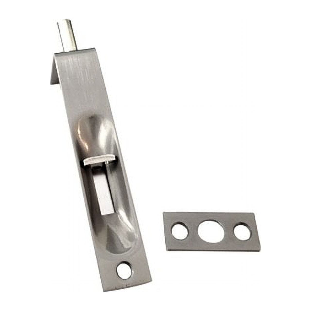 QCAA Solid Brass Door Flush Bolt, 4", with Square End, Brushed Nickel ...