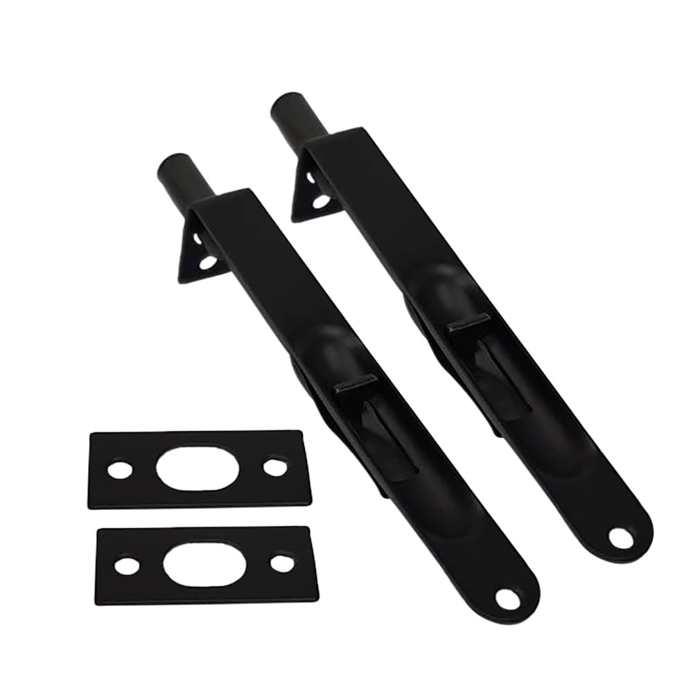 QCAA Solid Brass Flush Bolt, 6", Solid Brass, Round, Matte Black, Made in Taiwan, 2 Pack ...