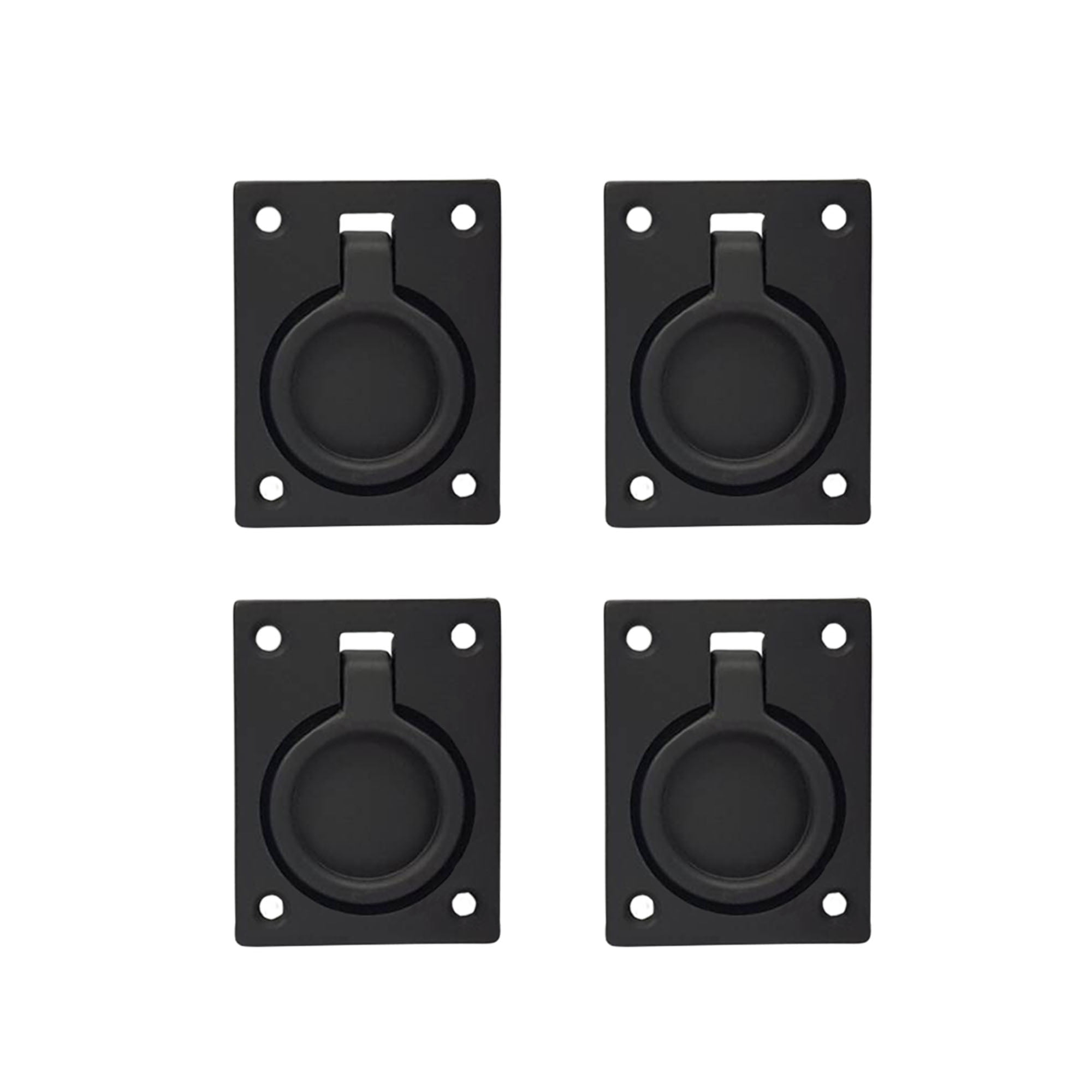 QCAA Solid Brass Flush Ring Pull Rectangular, 2-1/2"x1-7/8, Matte Black ...