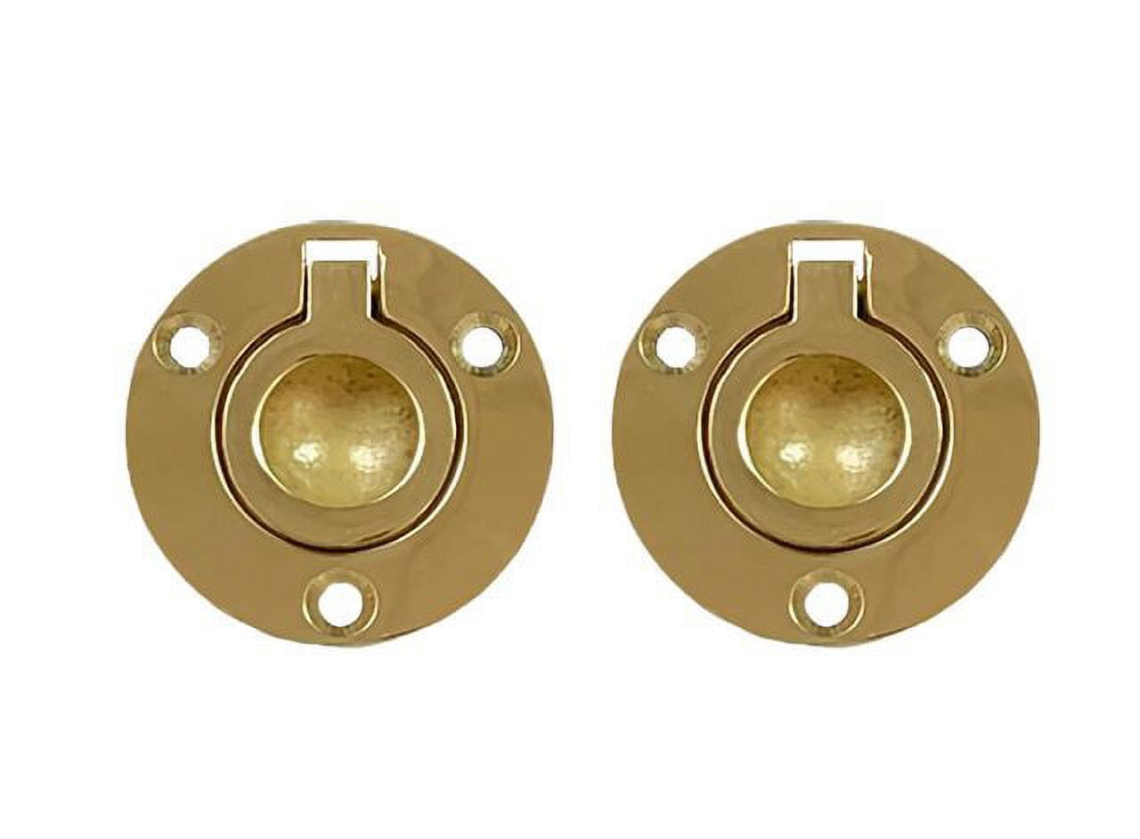 QCAA Solid Brass Flush Ring Pull Round, 1-1/2", Polished Brass, 2 Pack, Made in Taiwan - Walmart.com