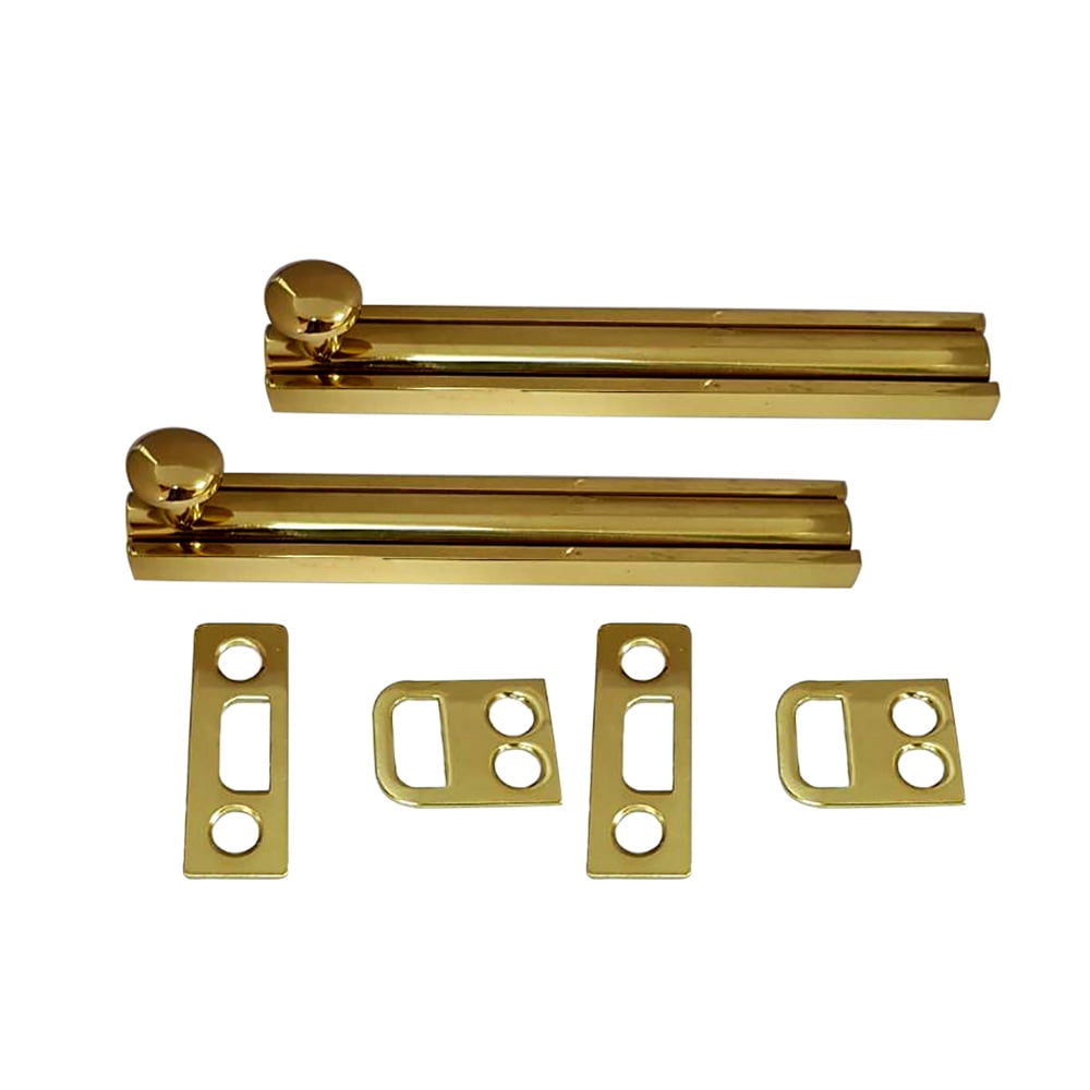 QCAA Solid Brass Surface Bolt 4", Polished Brass, Made in Taiwan, 2 Pack - Walmart.com