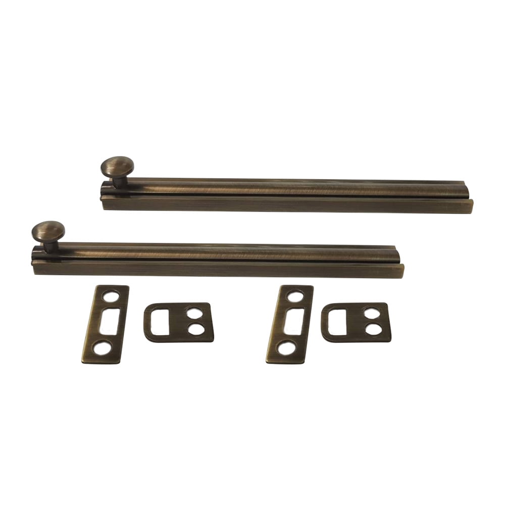 QCAA Solid Brass Surface Bolt, 6", Brushed Antique Brass, 2 Pack, Made in Taiwan - Walmart.com