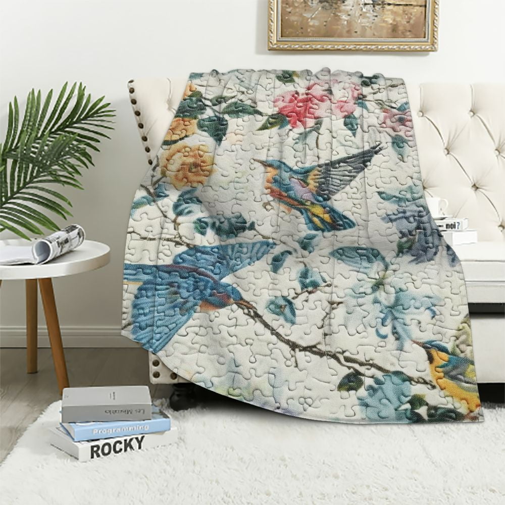 QCPP American Country Quilted Throw Blanket Birds Printing Throw Quilt, Beige White - Walmart.com