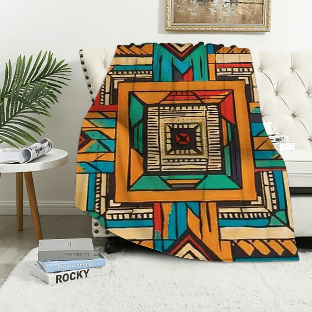 QCPP Aztec Indian Tribe Pattern Bohemian Style Blanket Soft and Warm ...