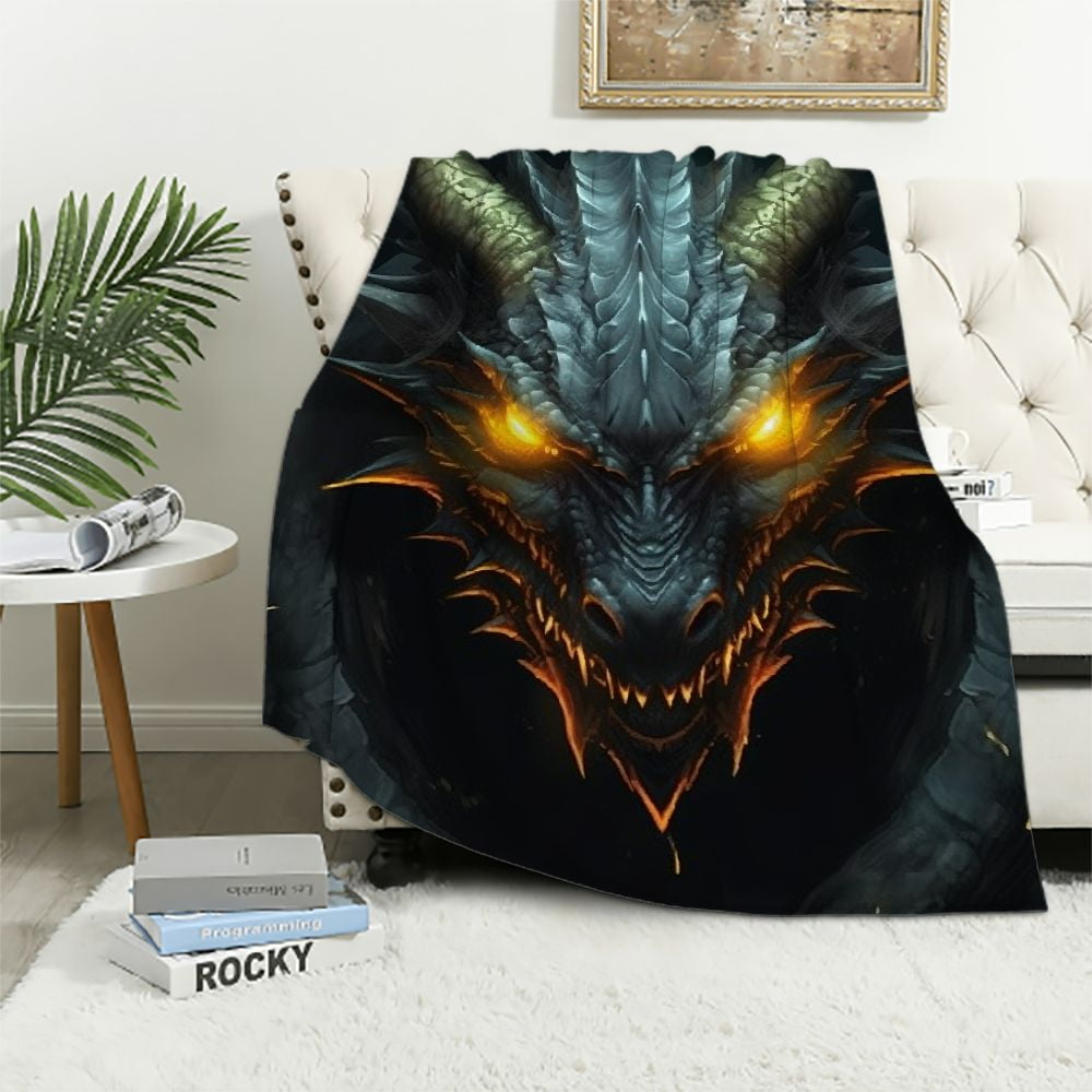 QCPP Dragon Gifts Blanket, Cool Black Gold Dragon Blanket, Dragon Gifts ...