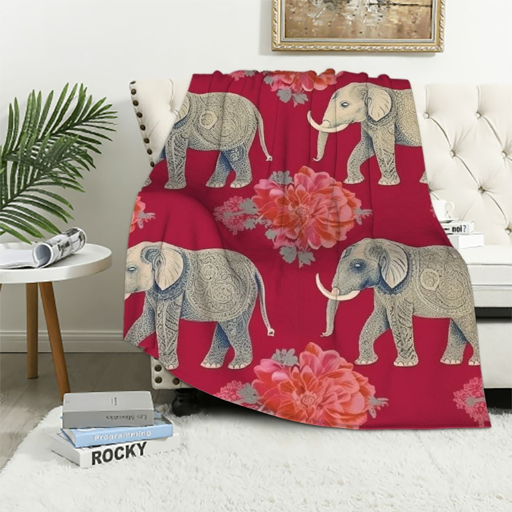 QCPP Elephant Blanket Elephant Throw Blanket for Women Elephant Decor ...