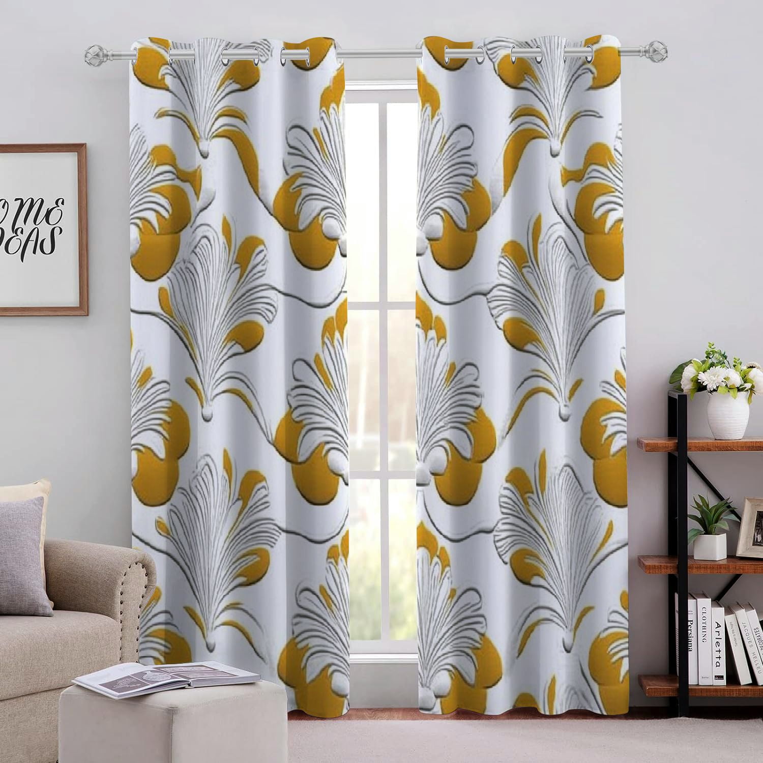 QCPP Flowers Perforated Light Blocking Curtains 2-Pack, Silver Grommet ...