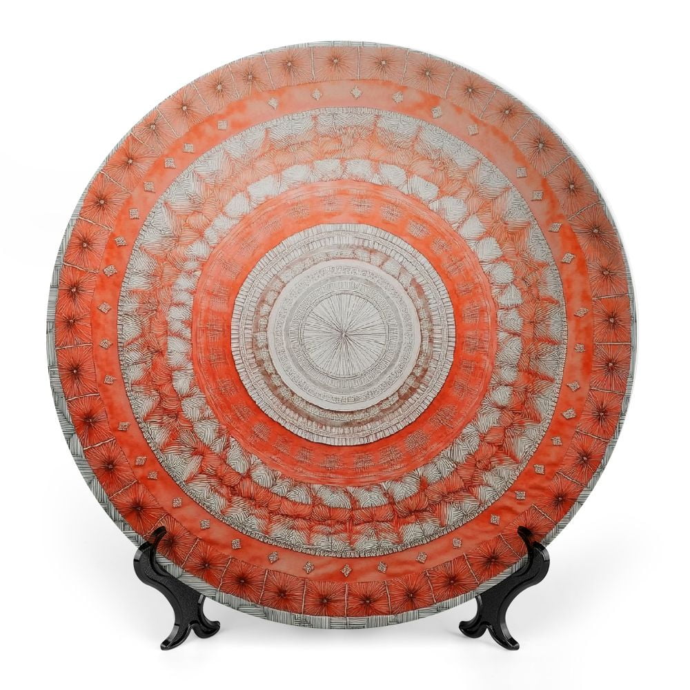 QCPP Geometric Art Bone China Decorative Plate Vertical Stand Home Club Room Decoration 6x6inch ...