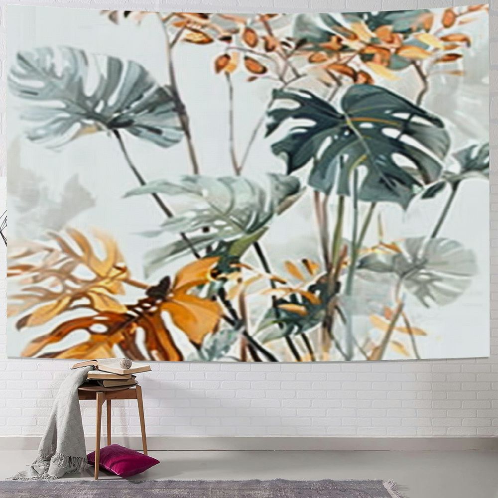QCPP Home Wall Tapestry Art Original Plants Pictures, Minimalist Watercolor Palm Monstera Green ...