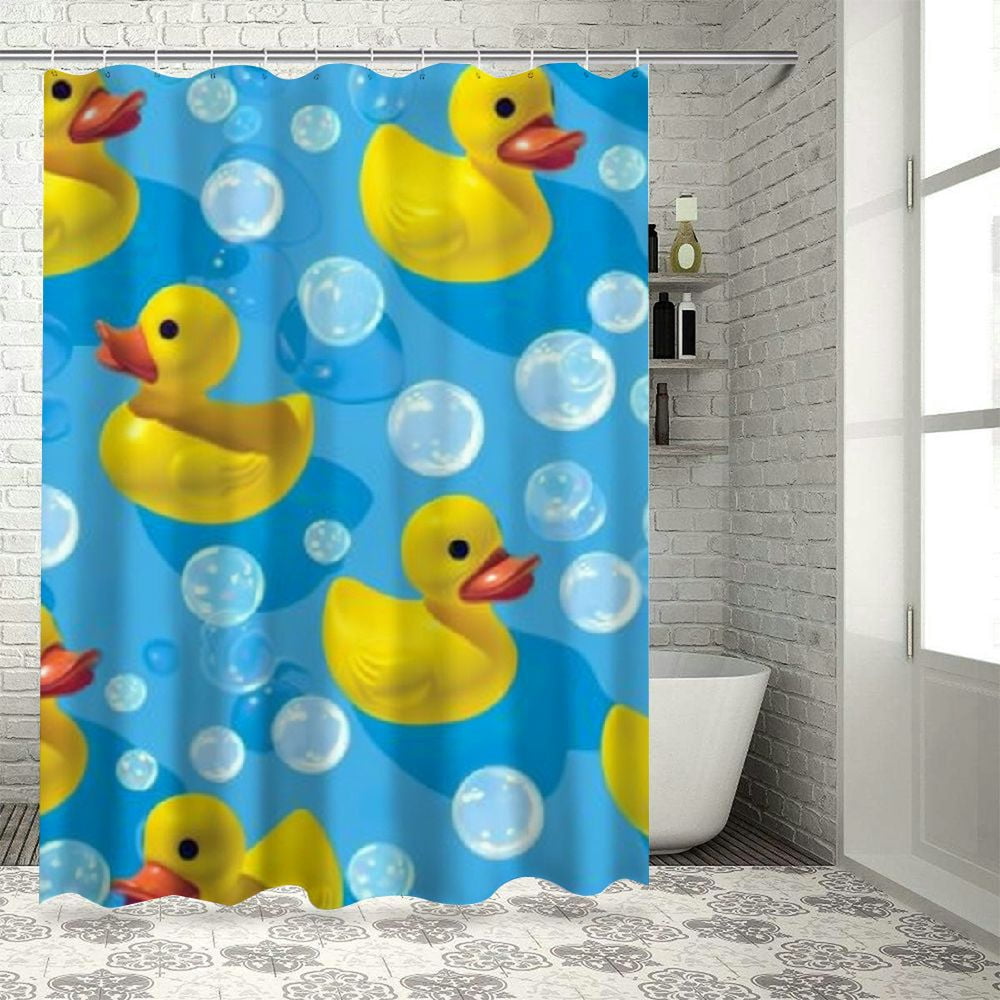 QCPP Rubber Ducks Waterproof Shower Curtain Set with Hooks, Polyester ...