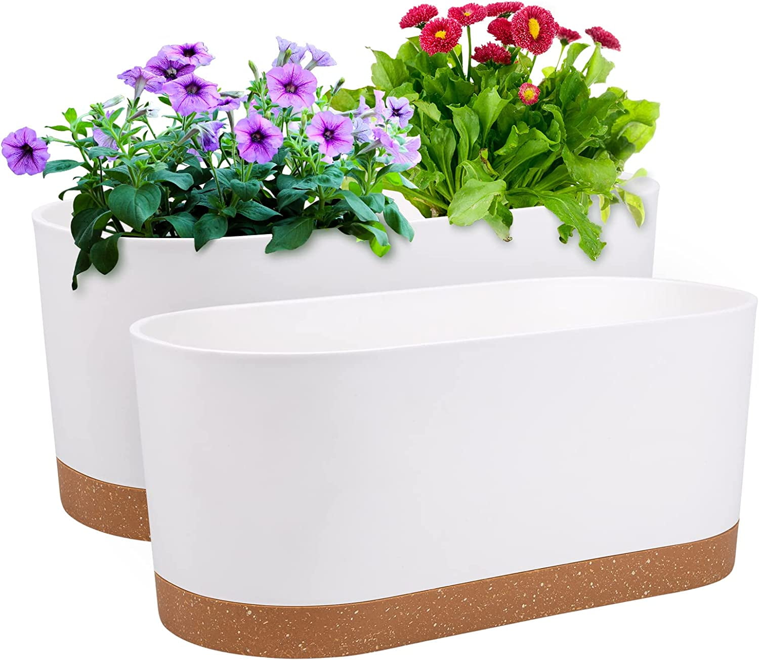 QCQHDU 2 Pack Window Boxes Planters,16”x 7" Self Watering Pots with ...