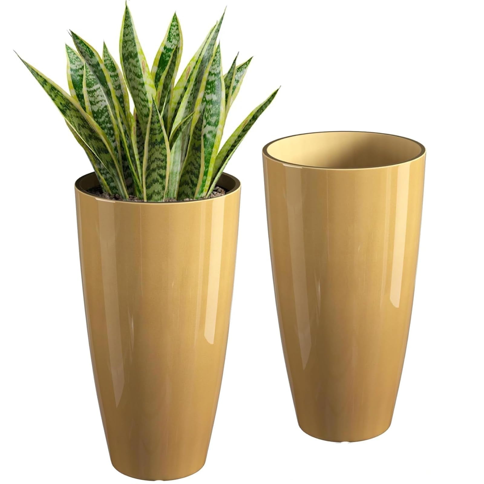 21 inch Tall Planters for Outdoor Plants Set of 2,Tall Plant Pots with ...