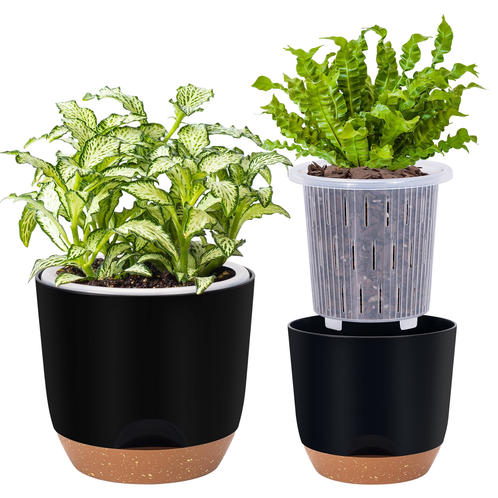QCQHDU 5.8 Inch Self Watering Planters for Indoor Plants with Bottom ...