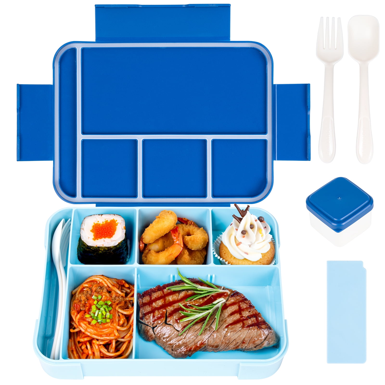 Bento Lunch Box 1330ML, 6 Compartments, Leak Proof, Portable, Includes ...