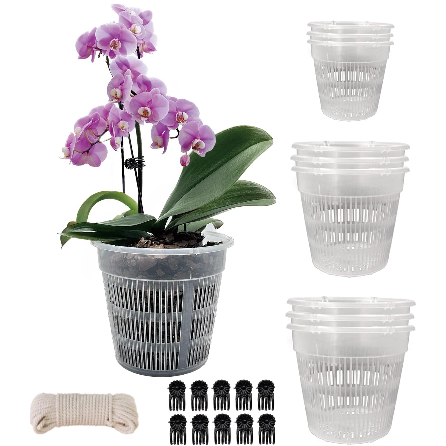Mozing Breathable Cement Plant Pots - 4.8 x 4.8 inch Gray Planter Pot ...