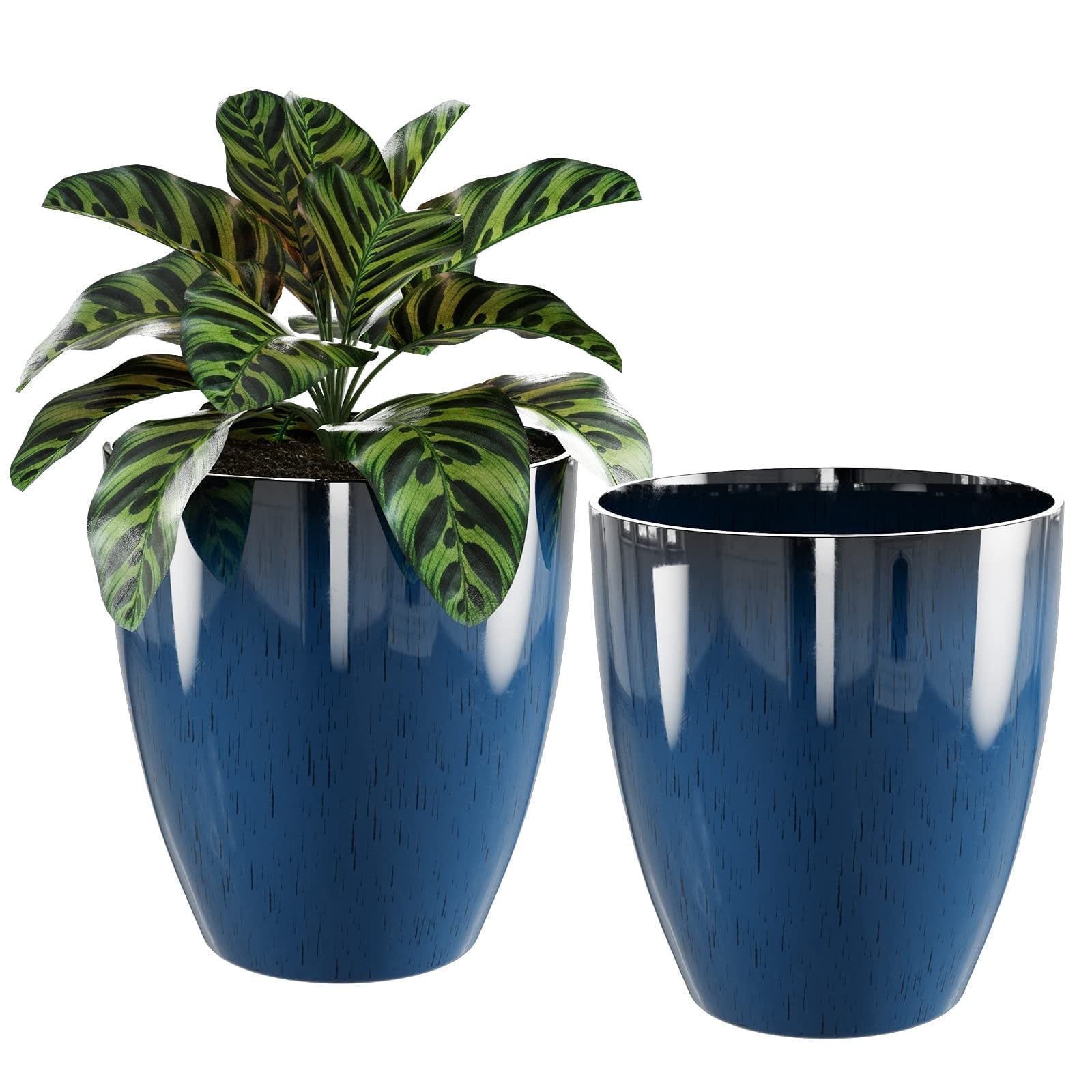 QCQHDU Set of 2, Large to Small 10 Inch Indoor/Outdoor Plant Pots, High ...