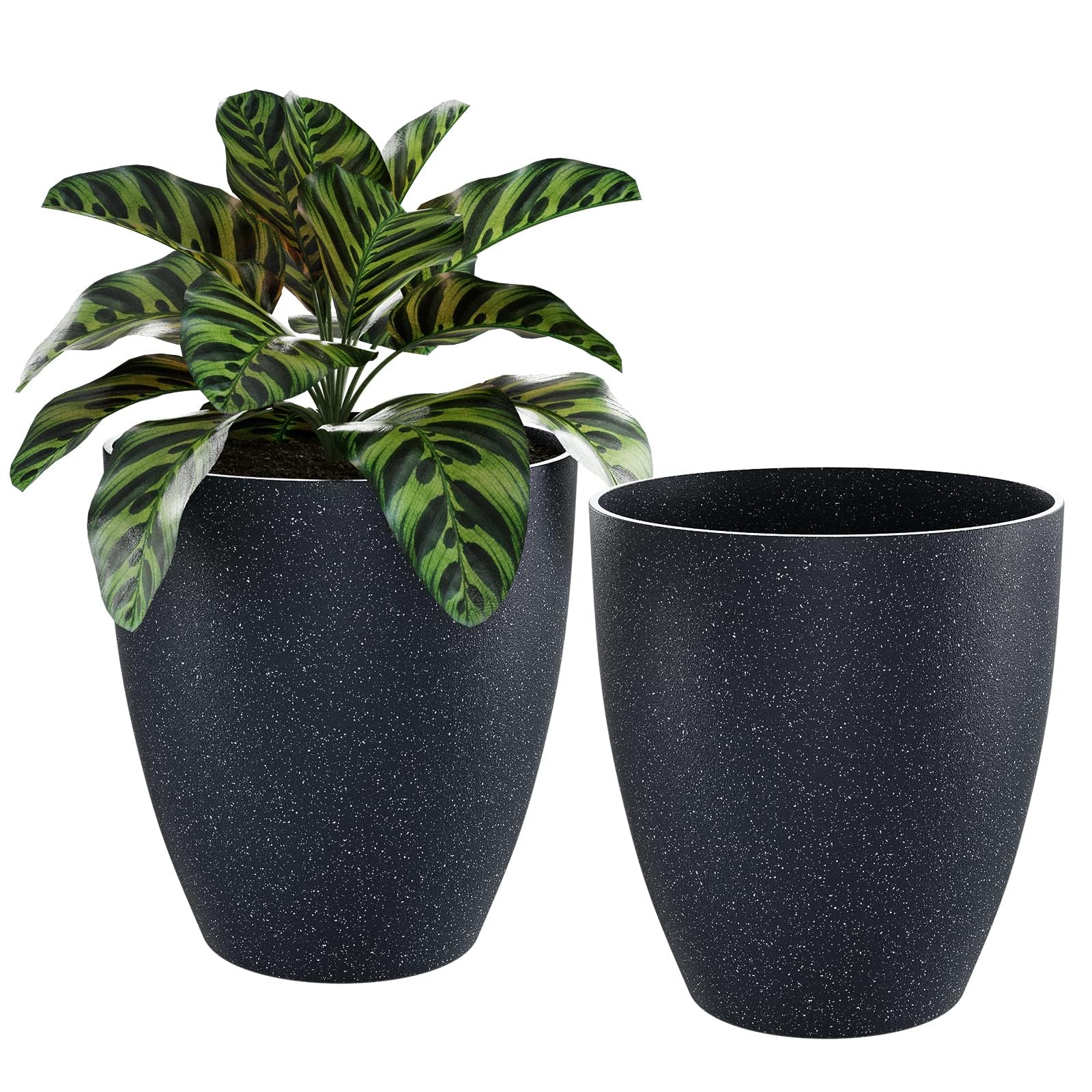 QCQHDU Medium Large Set of 2 10-Inch Plant Pots, Indoor & Outdoor Use ...